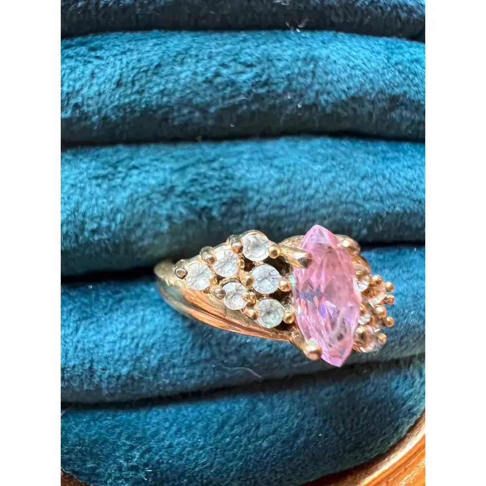 DAC | Jewelry | Vintage Pink Cz Cocktail Ring Size 5 Dac Signed Cluster ...